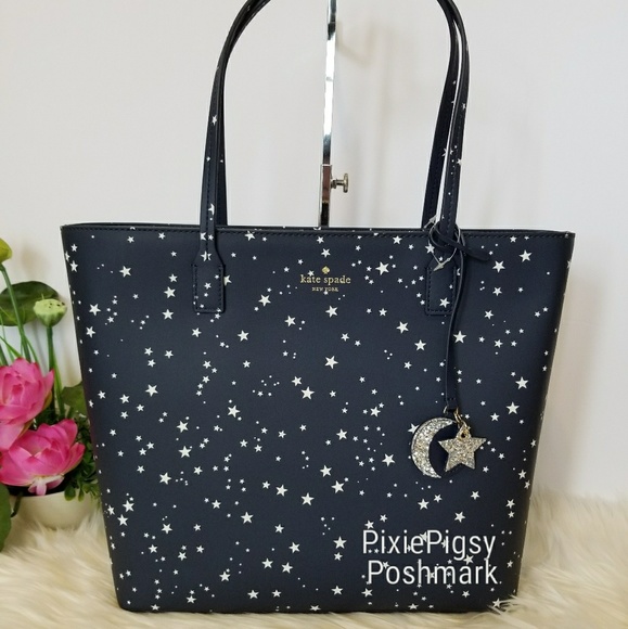 kate spade | Bags | Kate Spade Stars Tote Bag Purse With Star Key Fob ...